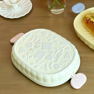 Macaron-Colored Ceramic Baking Dish with Handles - Pink & White - Wuli Home
