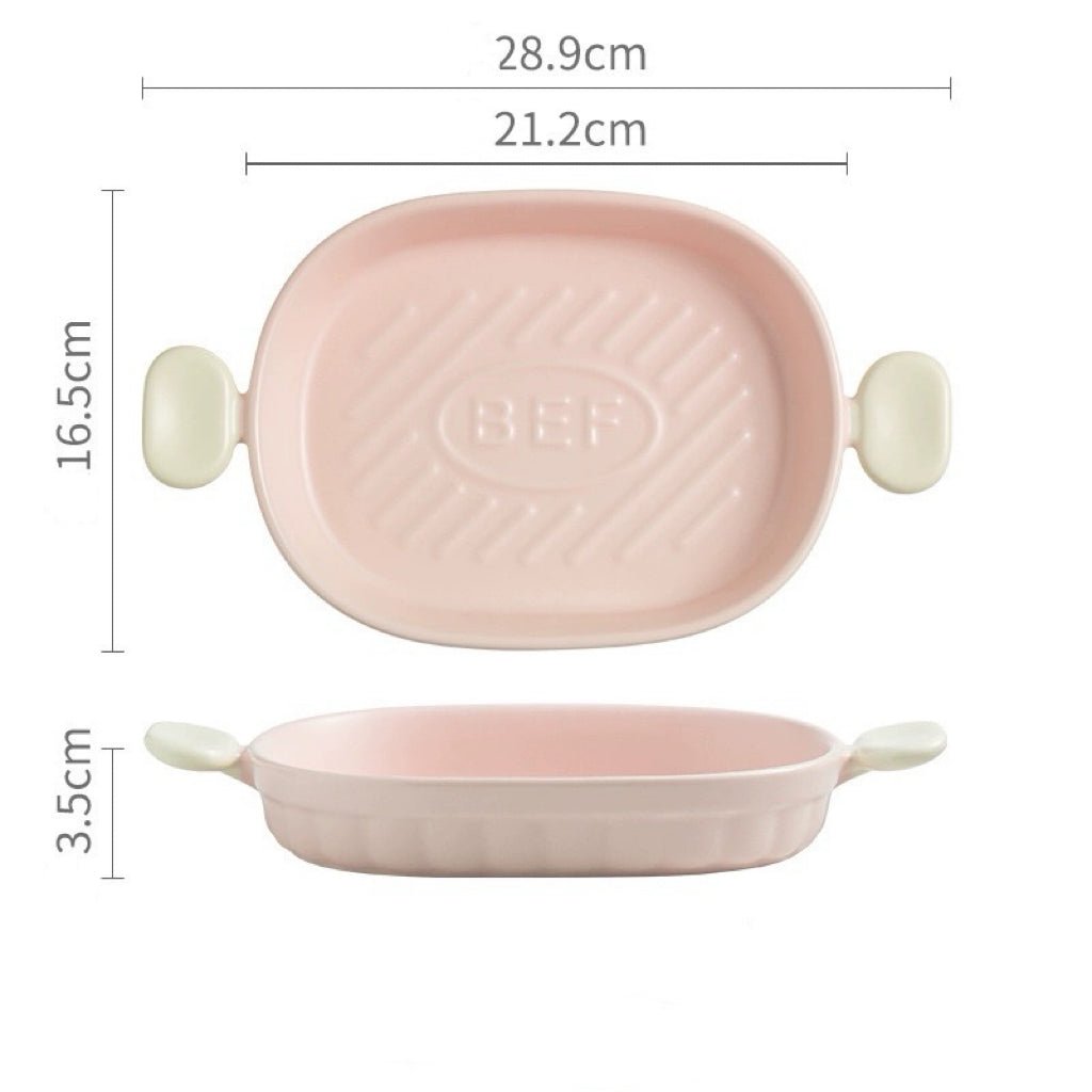 Handcrafted Macaron- Colored Pink and White Ceramic Baking Dish - Dual ...